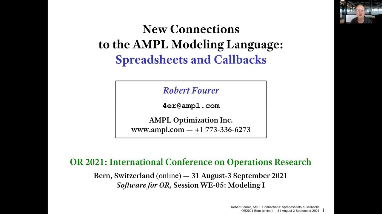 New Connections to the AMPL Modeling Language: Spreadsheets and Callbacks - YouTube
