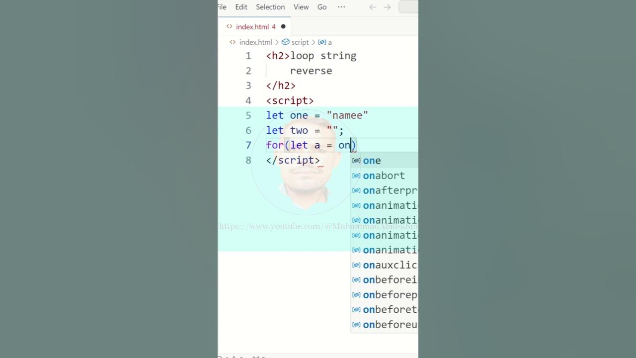 JavaScript Tutorial for Beginners / JavaScript learn / reverse string loop tag - YouTube