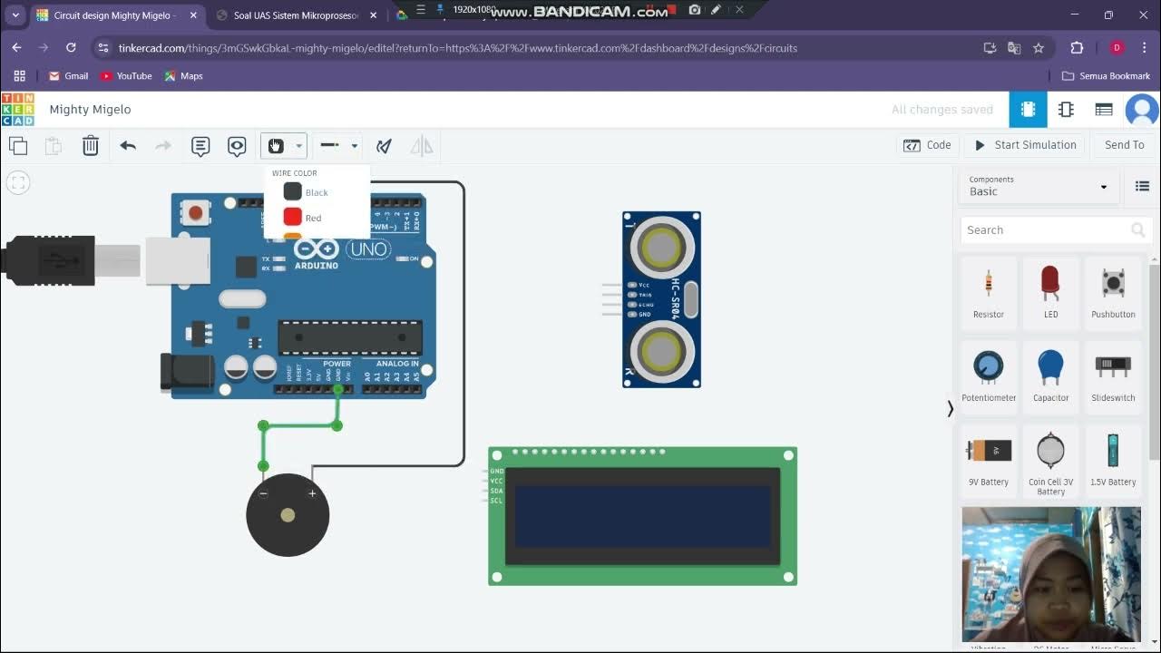 Membuat rangkaian komponen arduino sensor mobil menggunakan tinkercad ...