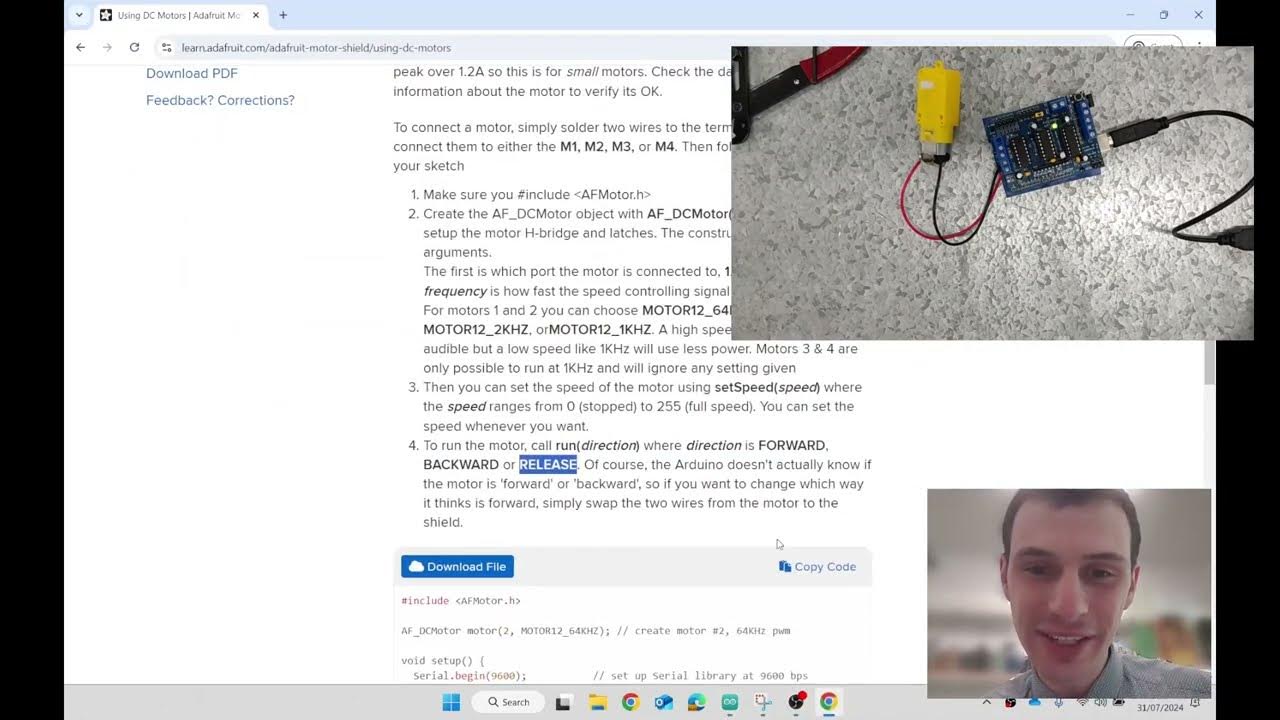 Arduino Robot 2: Explaining code, forward, backward, delay - YouTube