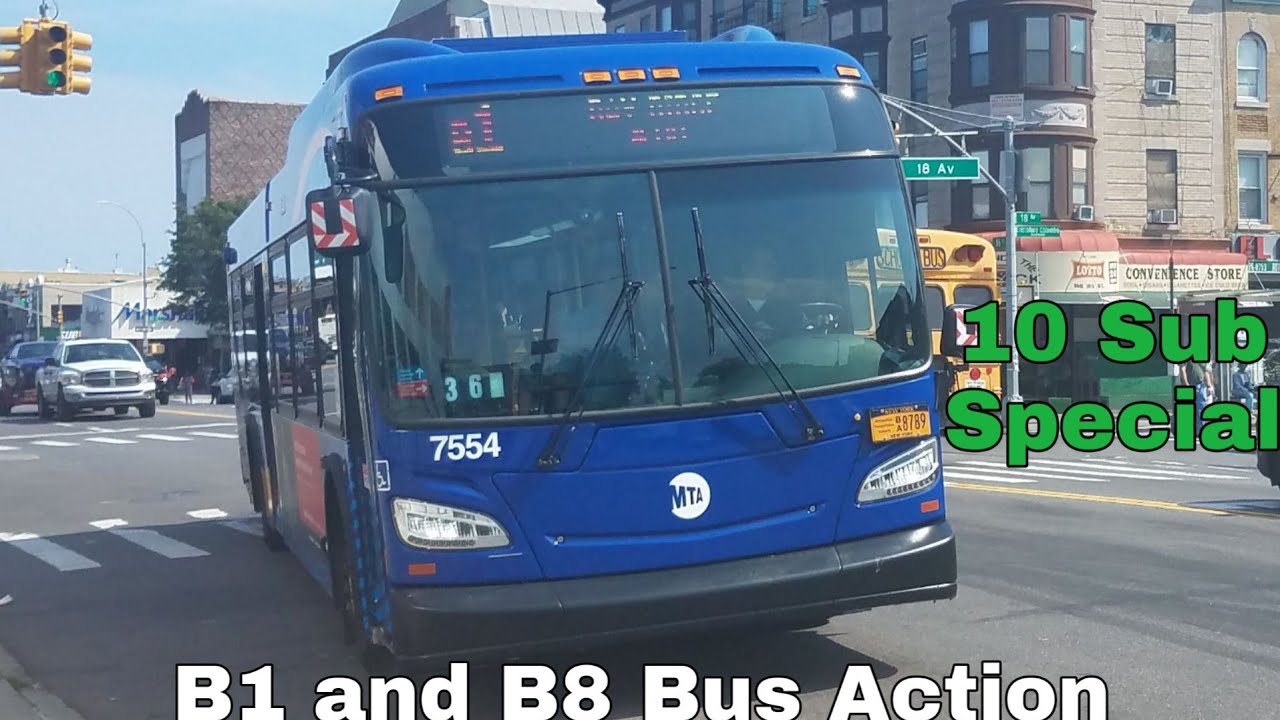 MTA New York City Bus: B1 and B8 bus action (10 sub special!) - YouTube