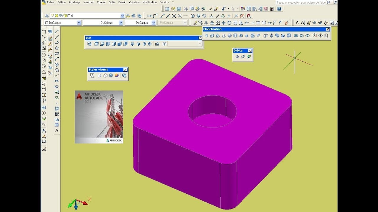 3D Pièce sur autocad - YouTube