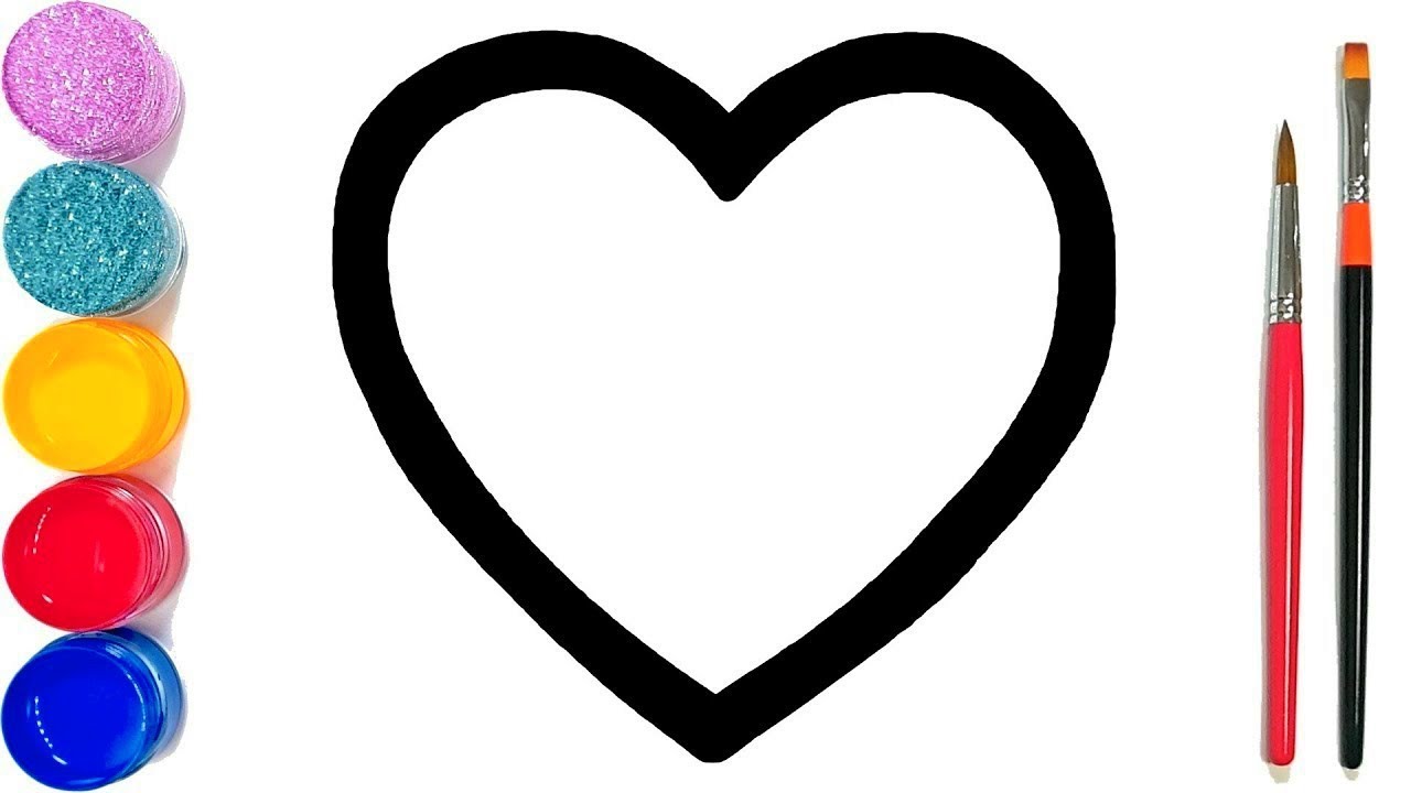 Coloring 5 hearts | Painting for toddlers and drawing for kids 2019 ...