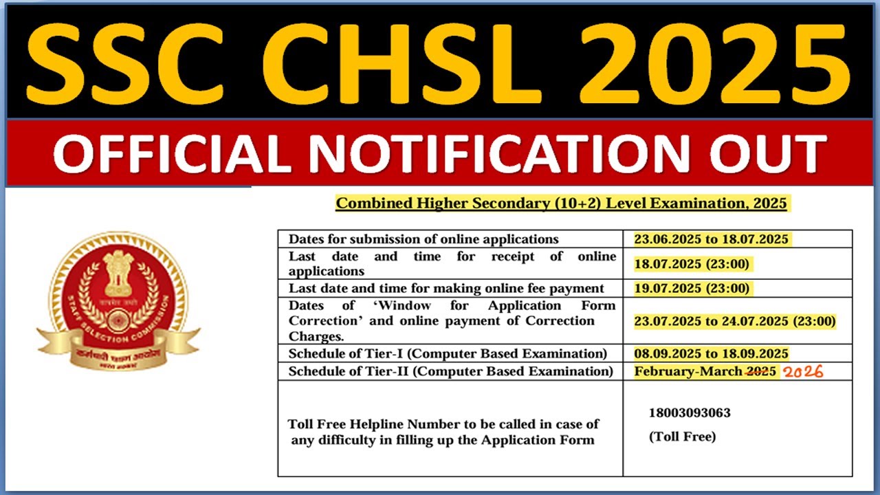 SSC CHSL 2025 Official Notification Out - YouTube