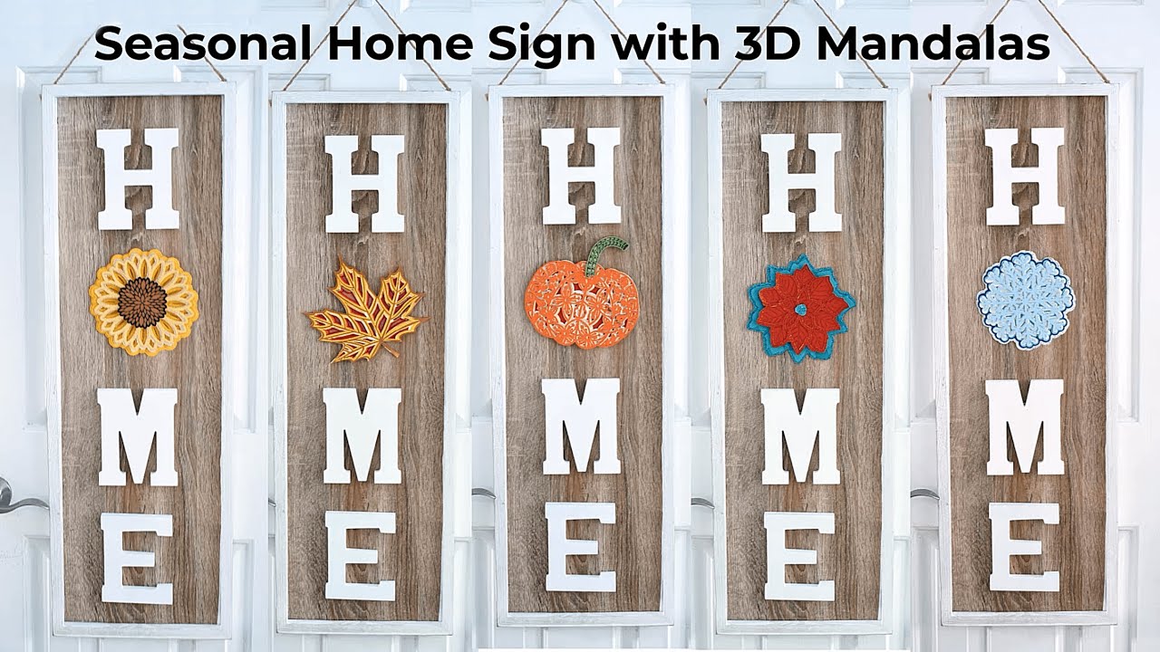 Seasonal DIY Home Wood Sign with Seasonal Layered Mandalas - YouTube