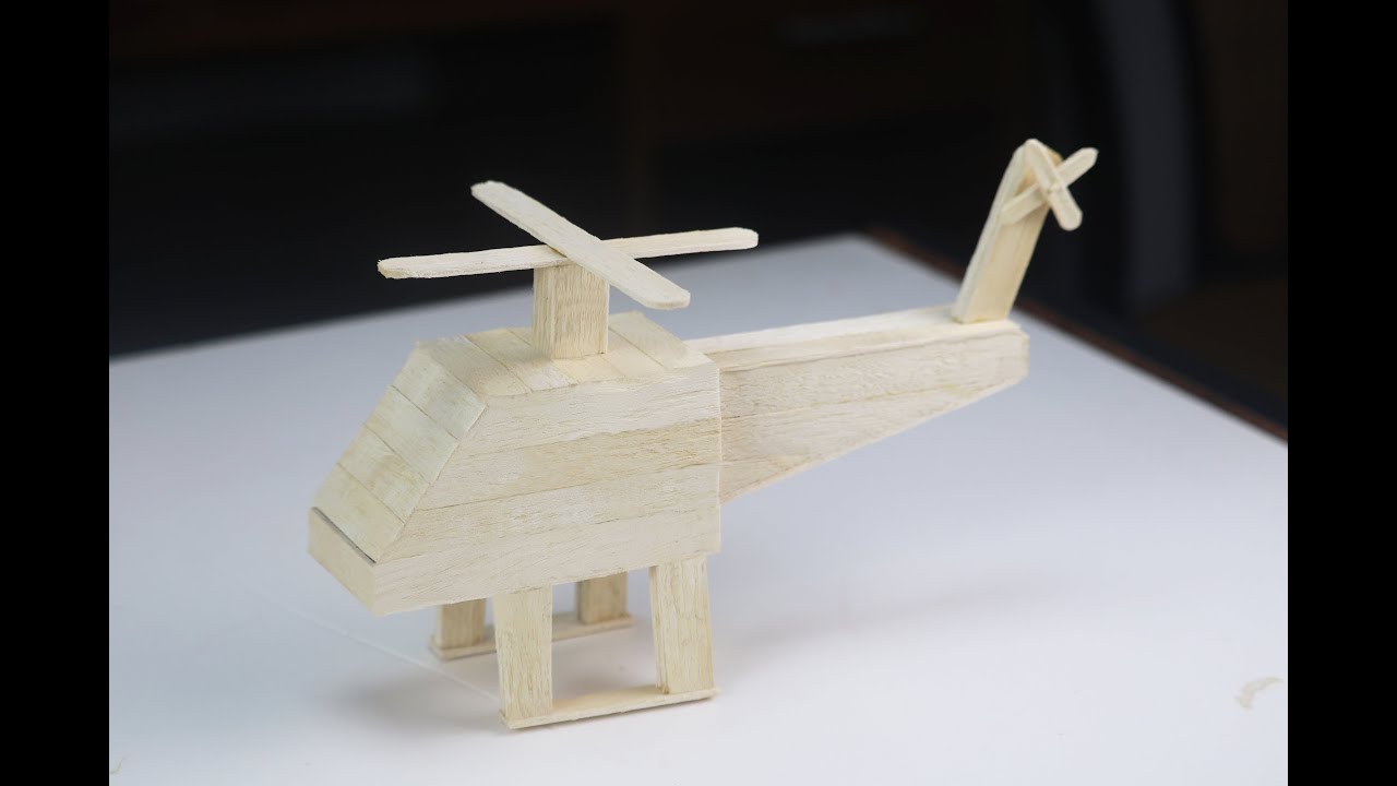 How to make a HELICOPTER from POPSICLE STICKS - Home Decor Aircraft ...