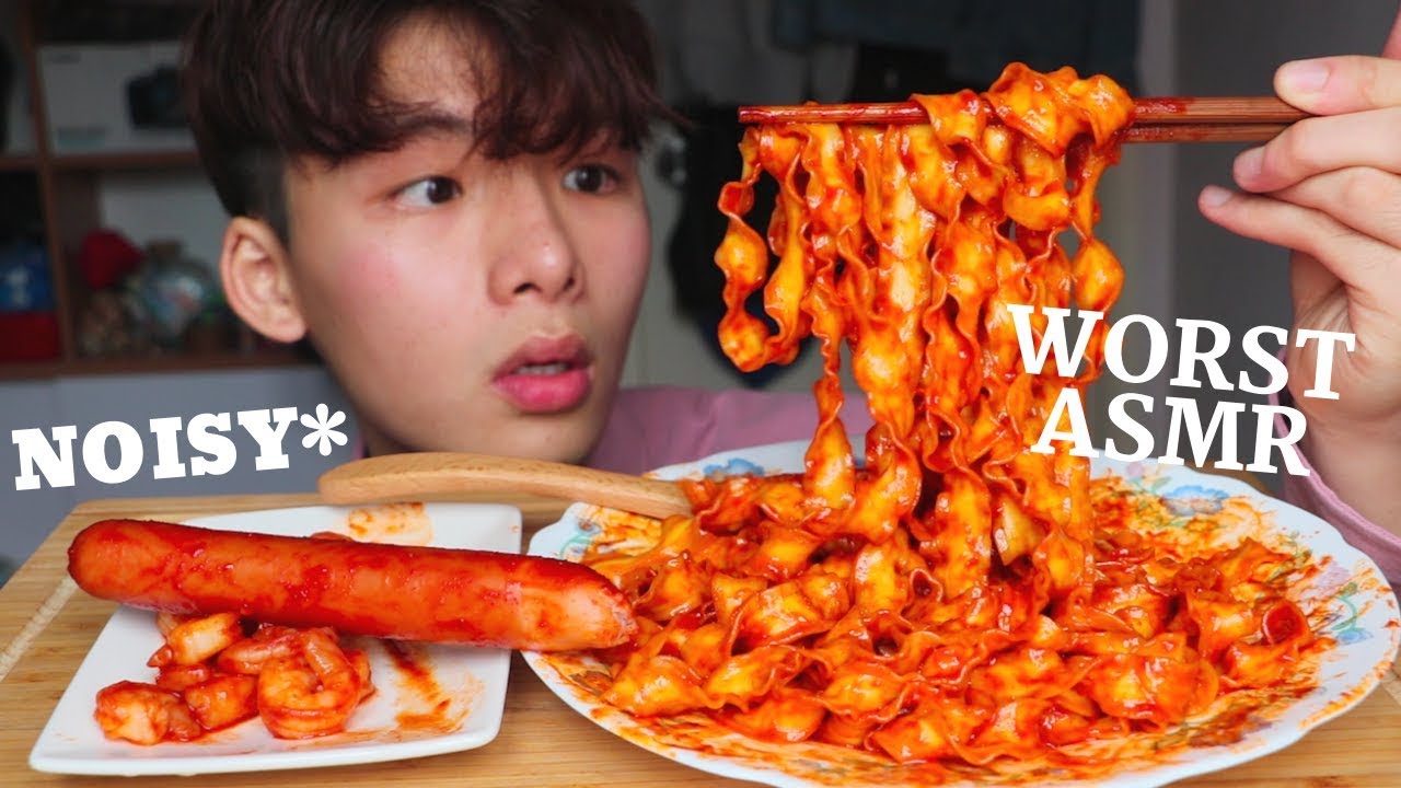 ASMR Eating Sounds | *Worst Ever* Tainan Spicy Noodles (Chewy Eating ...