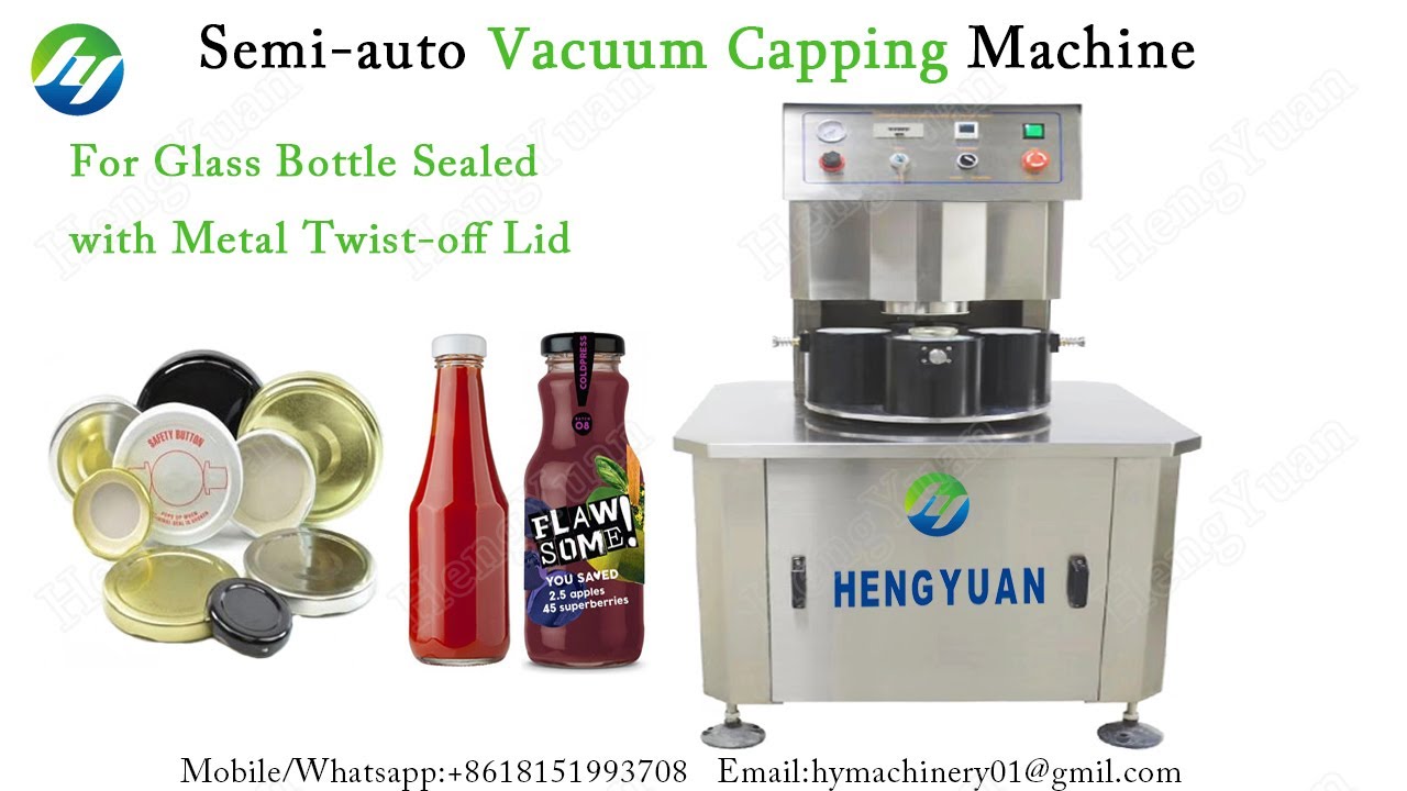 Semi-automatic Vacuum Capping Machine for Glass Bottle Sealed with Metal Twist-off Lid to Keep ...