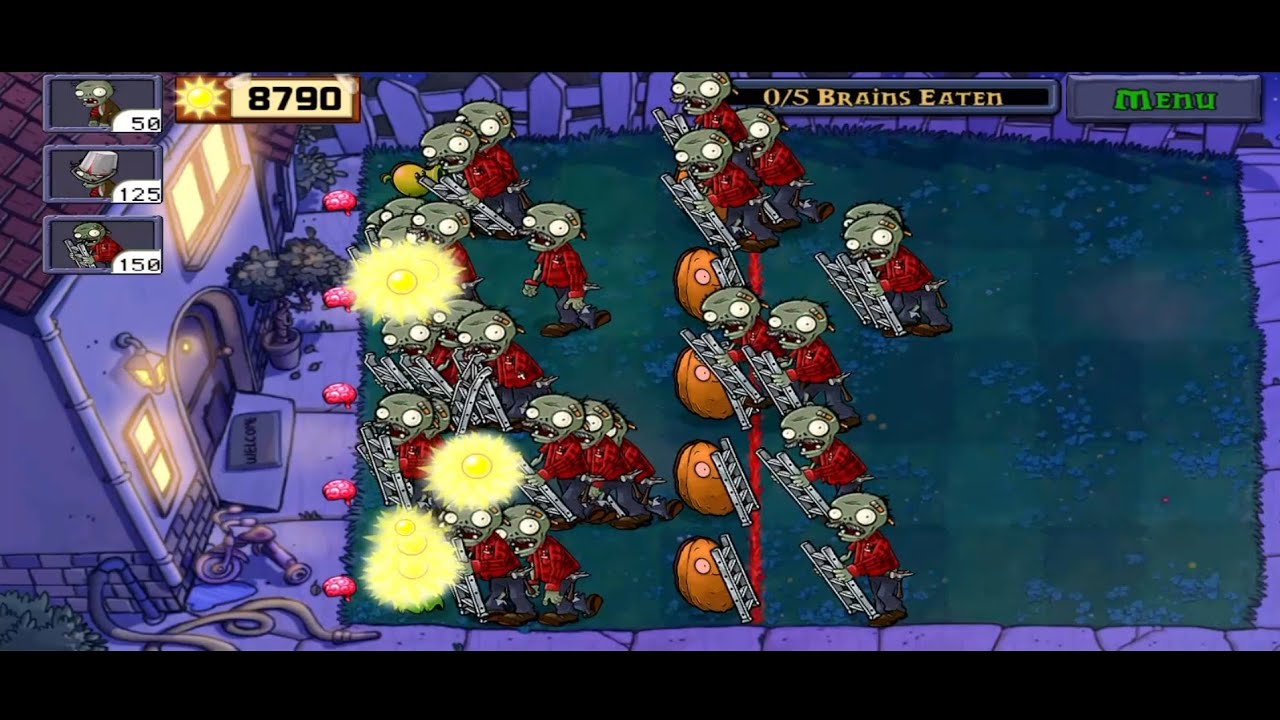 plants vs zombies (mini game) gameplay [ I ZOMBIE ] - YouTube