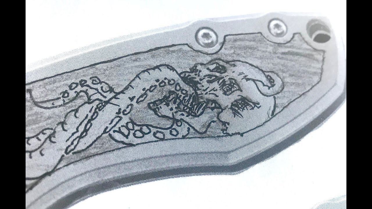 Skull and octopus drawings for knife handle engravings - YouTube
