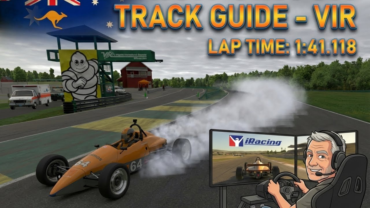iRacing Formula Vee Track Guide VIR North - 1:41.118 - YouTube
