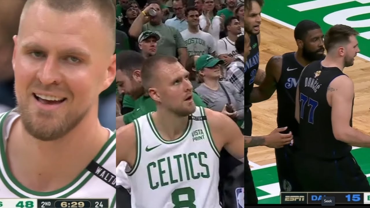 KRISTAPS PORZINGAS BLOCKS KYRIE IRVING & LAUGHS! REMINDS MAVS WHAT THEY ...