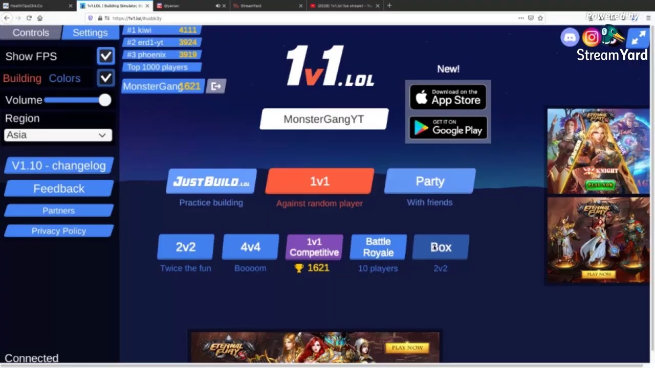 1v1.lol live stream! - YouTube