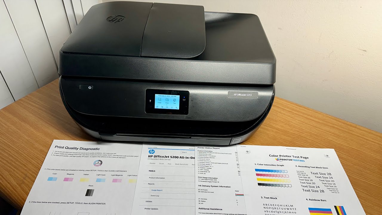 HP OfficeJet 5255 Inkjet All-In-One Printer Copy/Scan/Print/ 4k Pgs/Ink ...