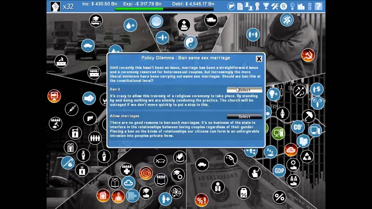 민주주의 2(Democracy 2) 정치시뮬레이션 게임 소개 - YouTube