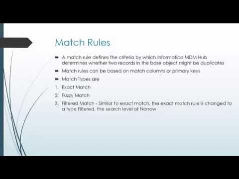 17. Informatica MDM 10 - Match Process and Exact - Fuzzy match - YouTube