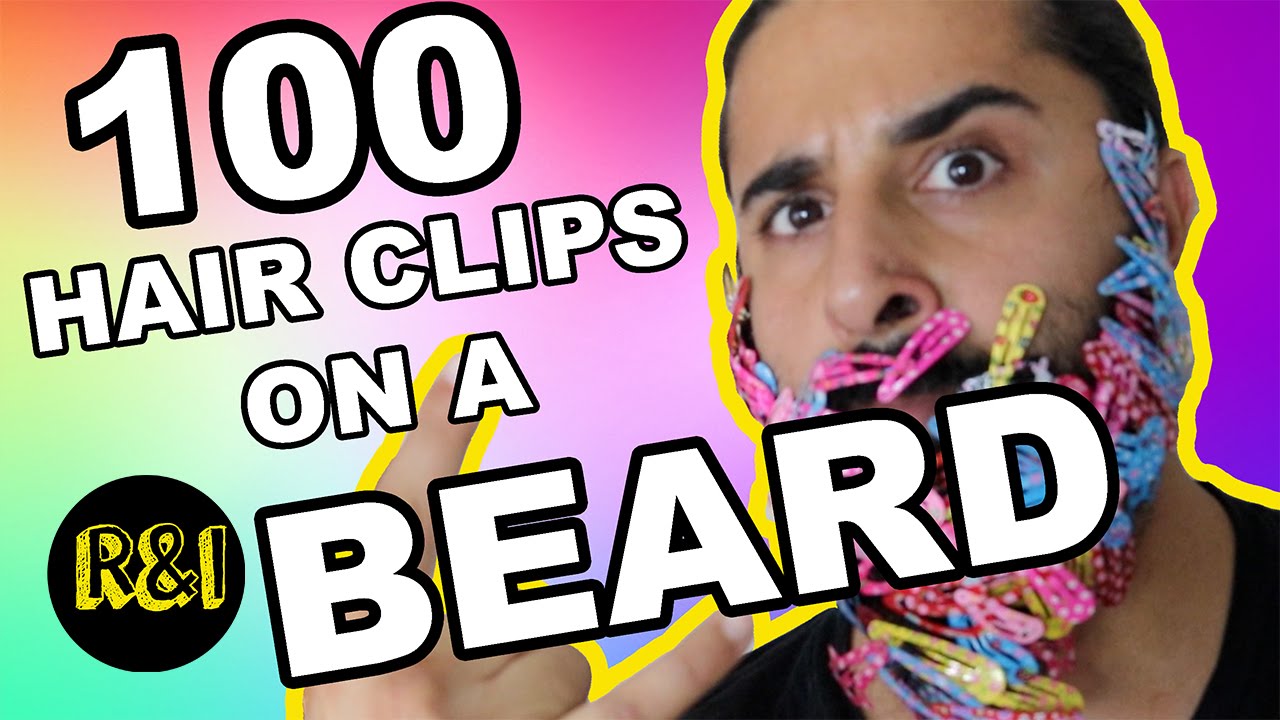 100 HAIR CLIPS ON A BEARD - YouTube