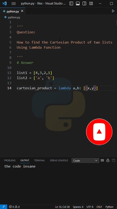 Cartesian Product Lambda Function Python Coding Shorts Python Ytshorts Youtubeshorts