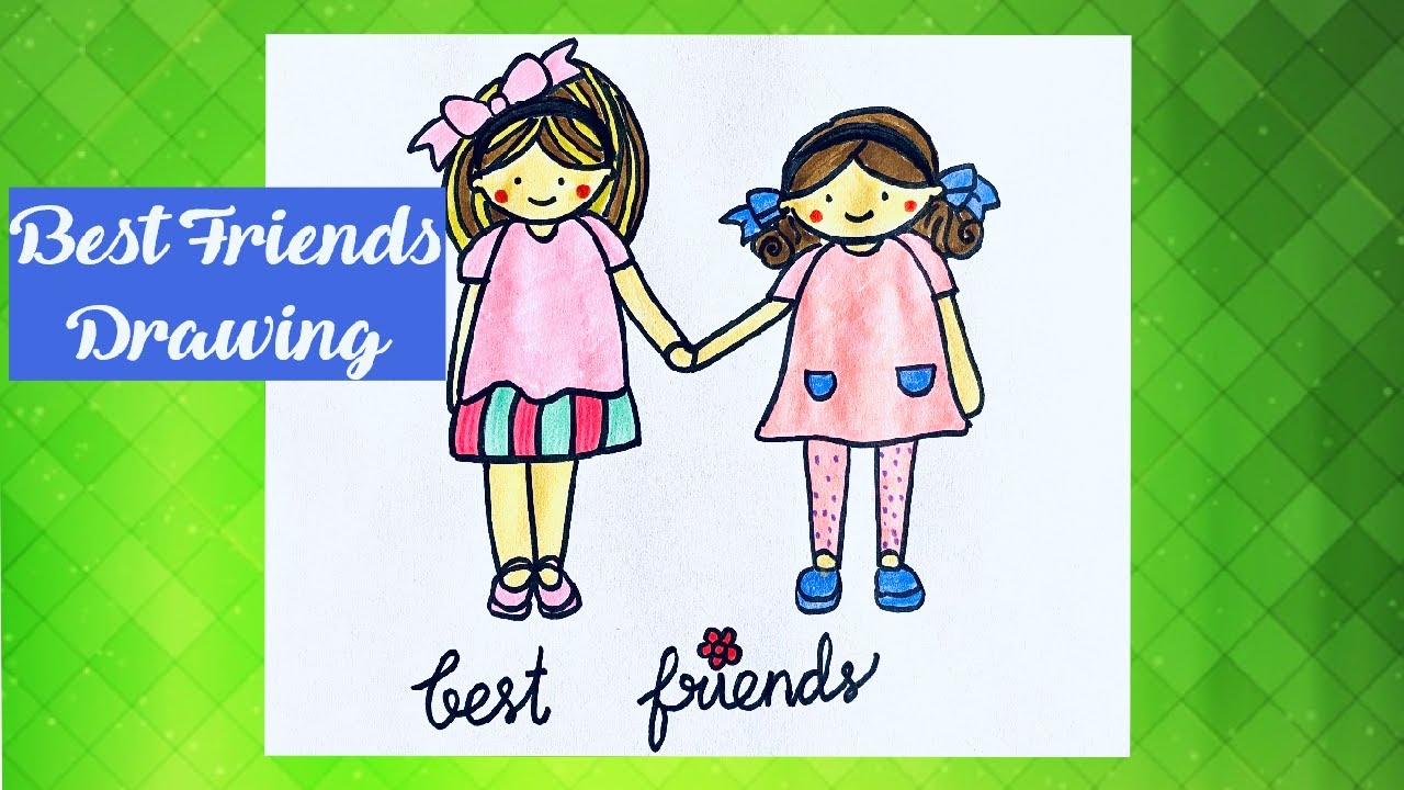 How To Draw Two Friends Holding Hands - 2 Best Friends - watercolor ...