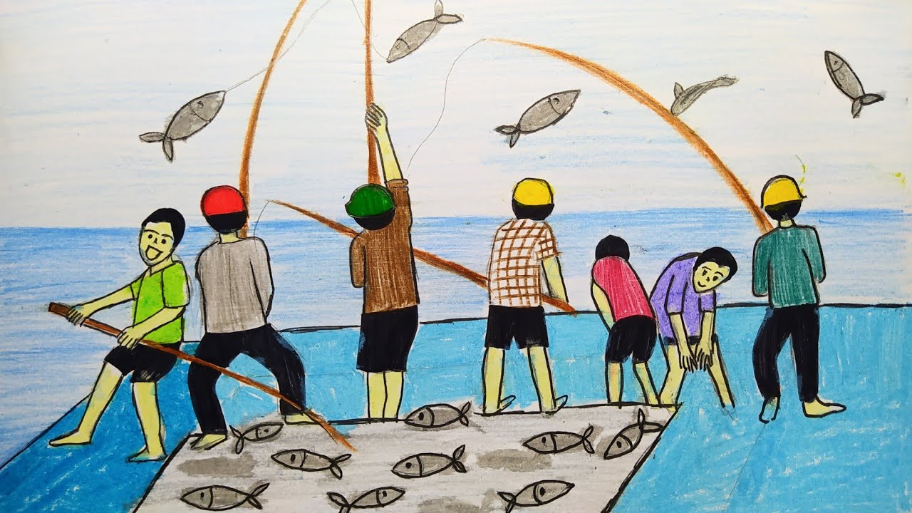 Fishermen Fishing Drawing