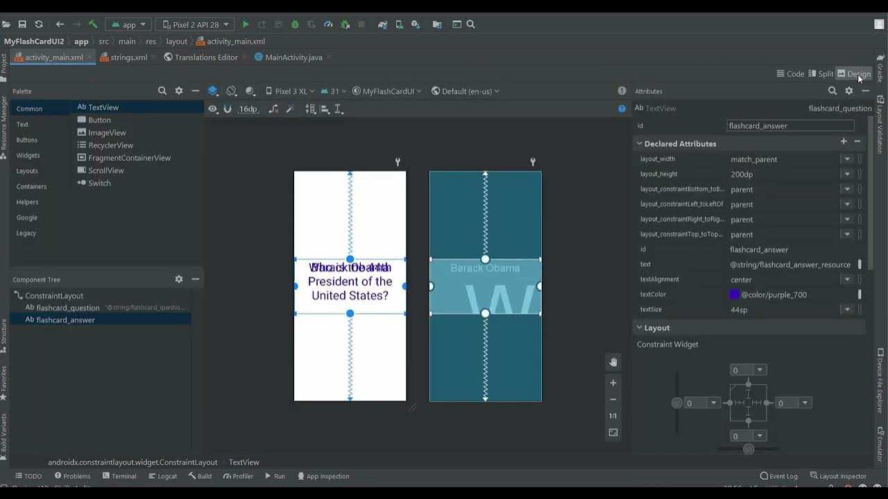 Android Studio Create a TextView using XML - YouTube