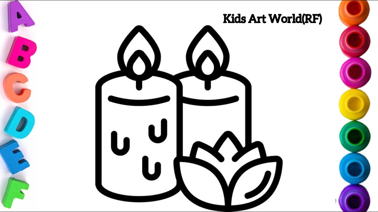 HOW TO DRAW CANDLES | PAINTING AND COLORING FOR KIDS AND TODDLERS |Kids ...
