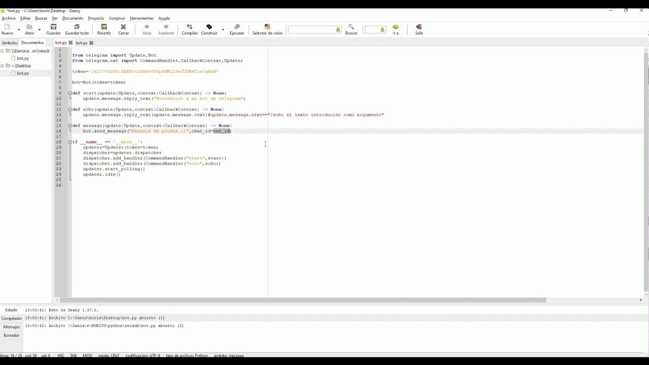 Como hacer un Bot de Telegram con Python 2da Parte - YouTube