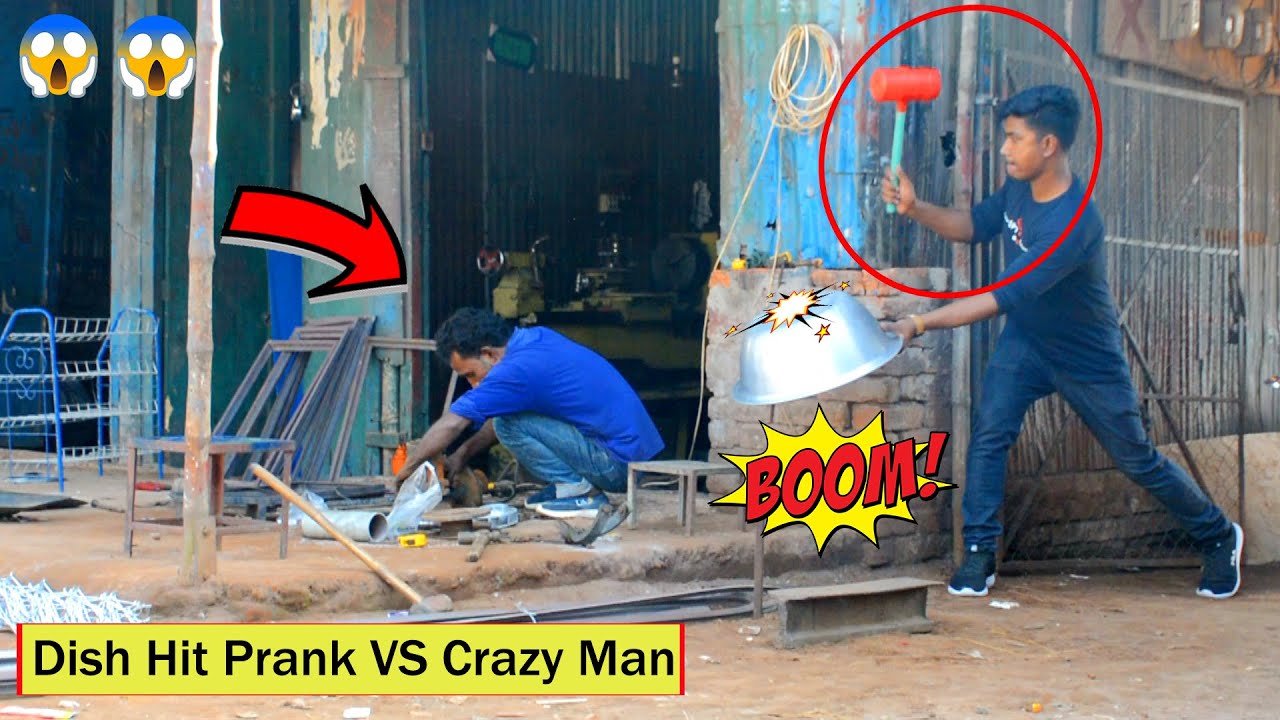 Dish Hit Prank Vs Crazy Man Reaction || So Funny Public Reaction With ...