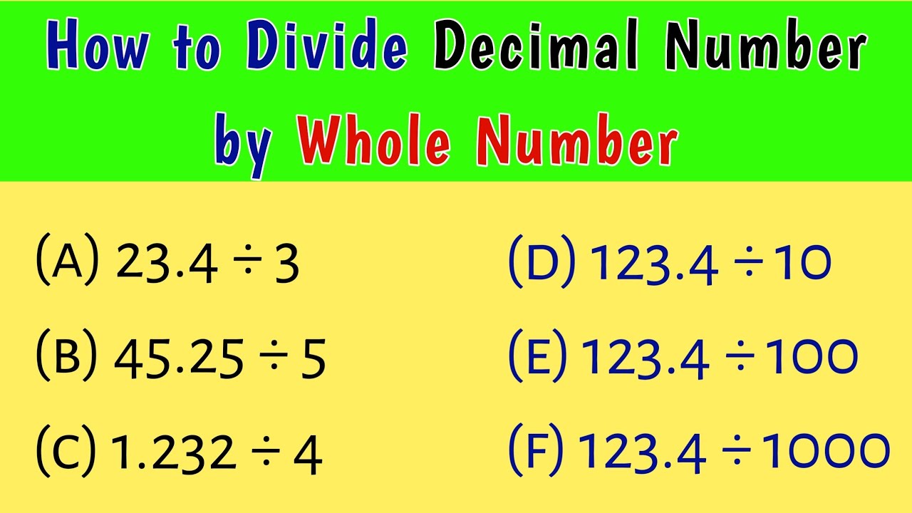 How To Divide Decimal Number By Whole Number Basic Maths Concepts 