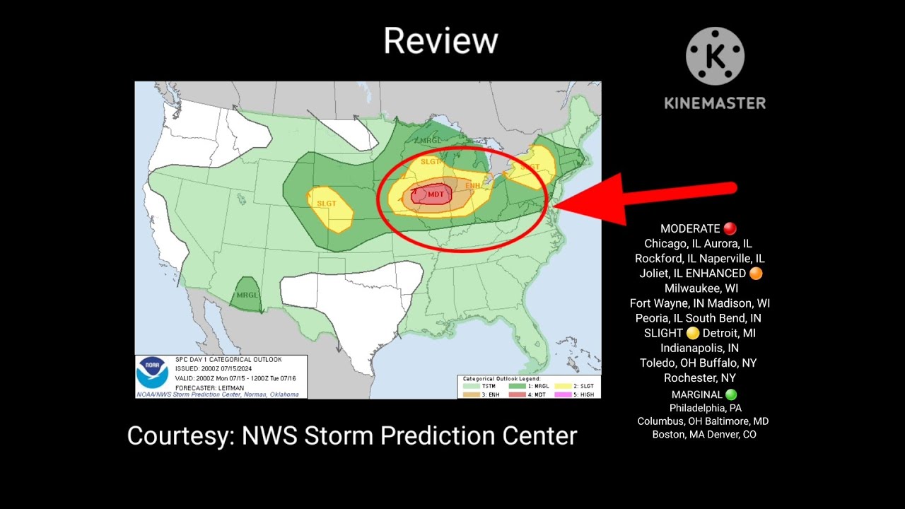 🔴 Severe Thunderstorms Expected On Monday July 15 2024 (With Derecho in ...