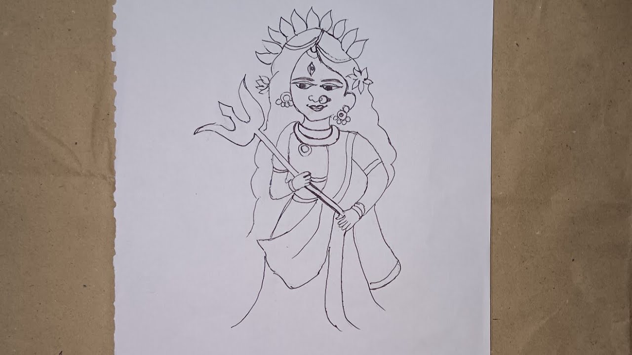 how to make easy durga maa drawing# how to draw maa durga easy drawing# ...