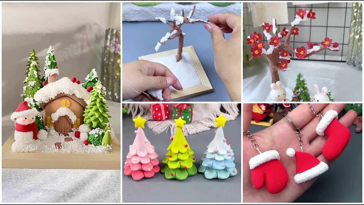 Colorful Christmas Tree and Clay Gifts Tutorial - YouTube