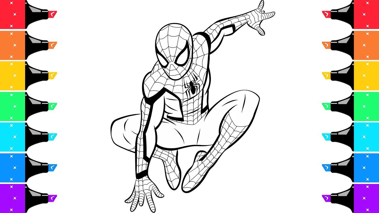 Coloring Marvel's Spider-Man Superhero Coloring Book Page | Draw and ...