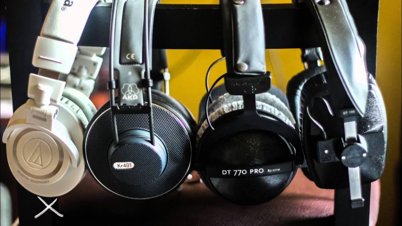 Audio Technica ATH M50 vs AKG K401 vs Beyerdynamic DT 770 PRO vs Beyerdynamic DT 100 - YouTube
