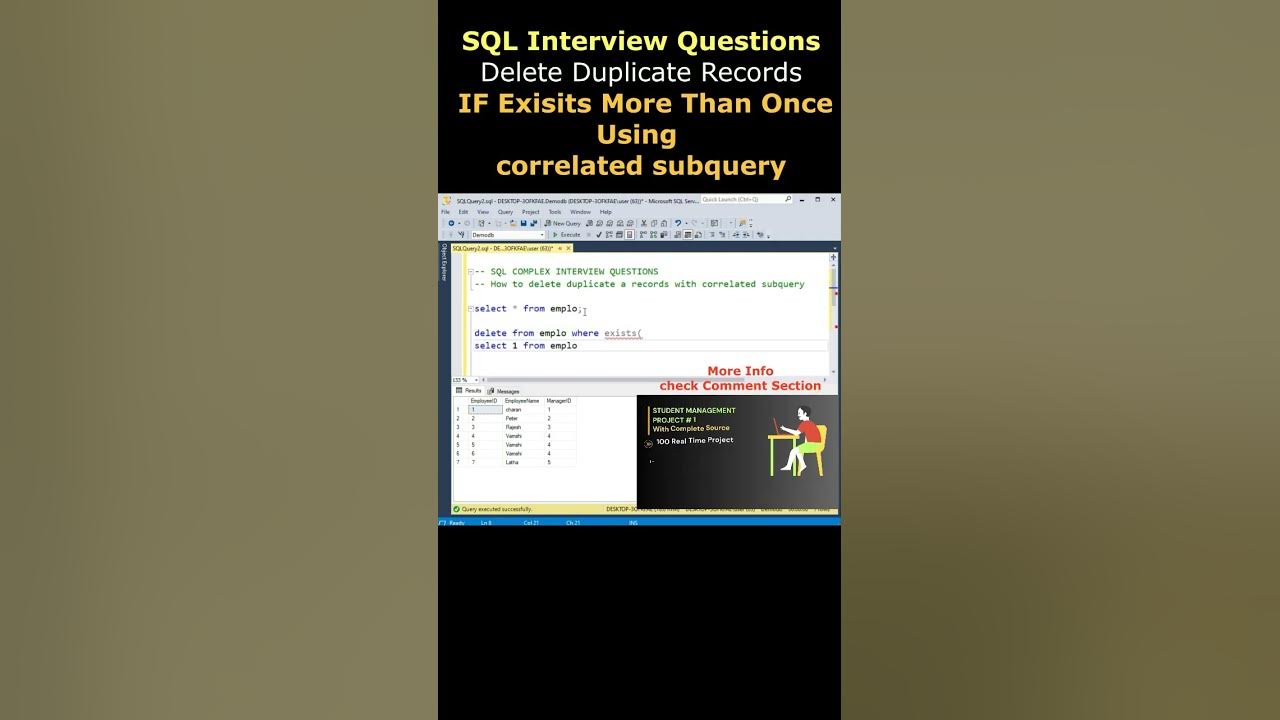 Sql Correlated Subquery Interview Questions Delete Duplicate Rows