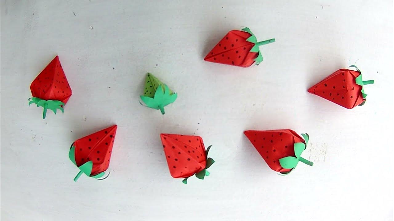 DIY PAPER STRAWBERRY | Paper Crafts For School | Paper Craft | Easy ...