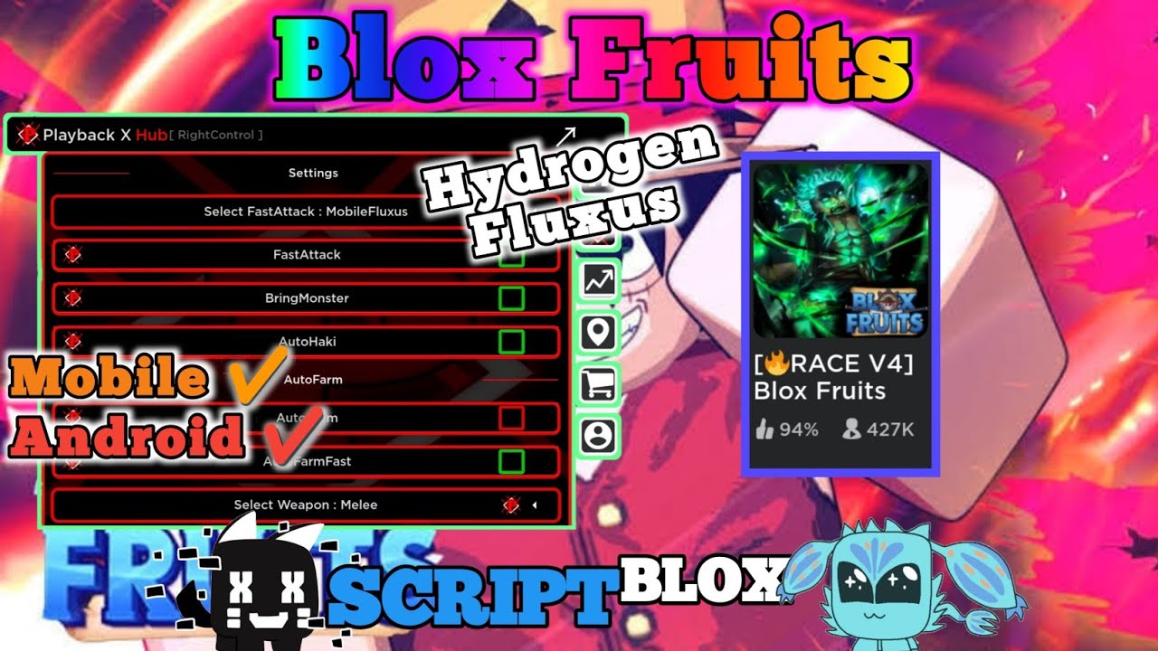 BLOX FRUITS Script Mobile UPDATE RACE V4 Auto Farm | Auto DF Mastery ...