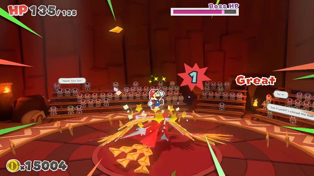 Paper Mario: The Origami King - Fire Vellumental Boss Battle Clip (No ...