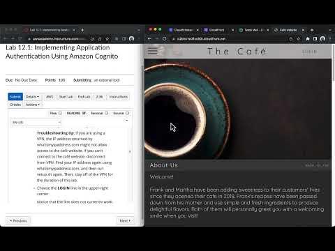 AWS Academy Cloud Developing Lab 12.1: Implementing Application Authentication Using Amazon ...