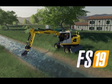 FS19 - Digging drain with Liebherr 918 - Using JOYSTICKS - YouTube