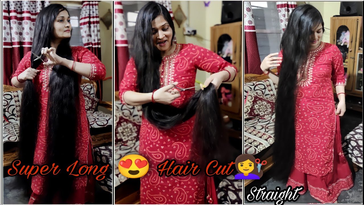 Long Hair 😍Cut At Home💁‍♀️ ️| Straight Hair Cut | Cut 3 inches💇‍♀️ ...