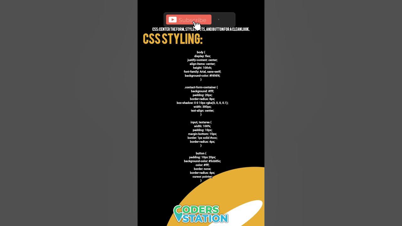 "How to Create a Simple Contact Form with HTML & CSS: A Step-by-Step Tutorial - YouTube