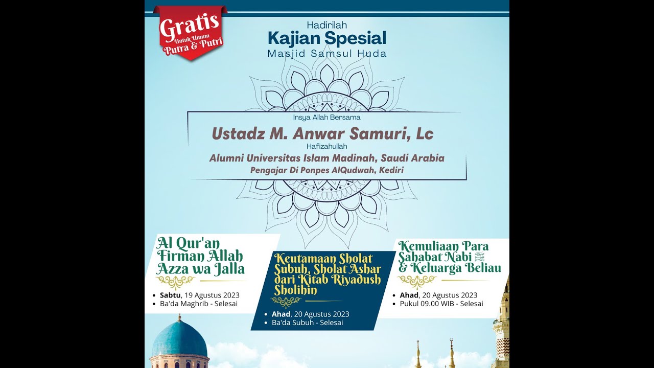 [LIVE] Keutamaan Sholat Shubuh & sholat Ashar dari Kitab Riyadush ...