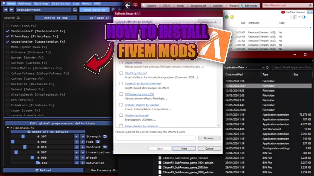HOW TO INSTALL FIVEM MOD CITIZEN,KILL FX,RESHADE WEAPON DLL | FIVEM ...