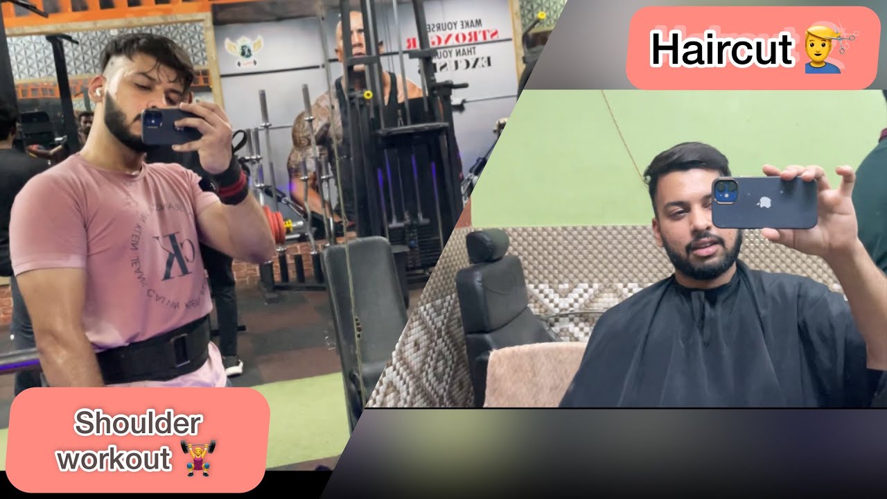 Vlog:4 haircut + beginners shoulder workout | hamza vlogs - YouTube