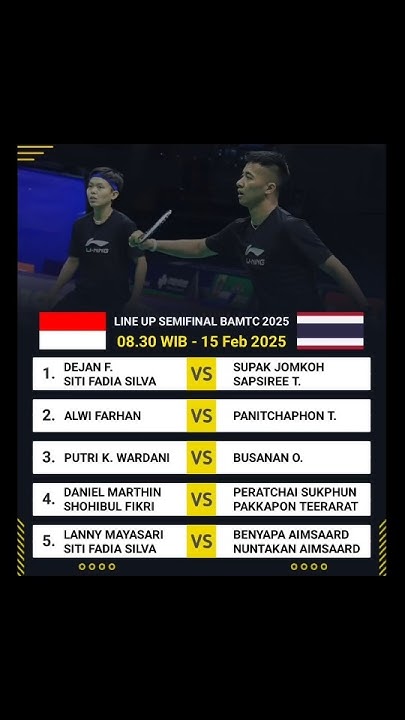 LINE UP TIM INDONESIA DI SEMI-FINAL BAMTC 2025 - YouTube