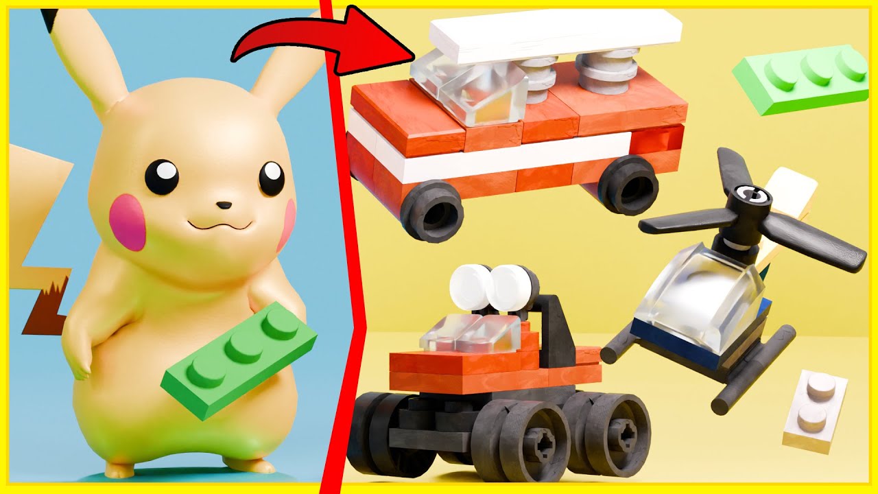 Pokémon Pikachu builds vehicles, cats, and other toys with LEGO bricks ...