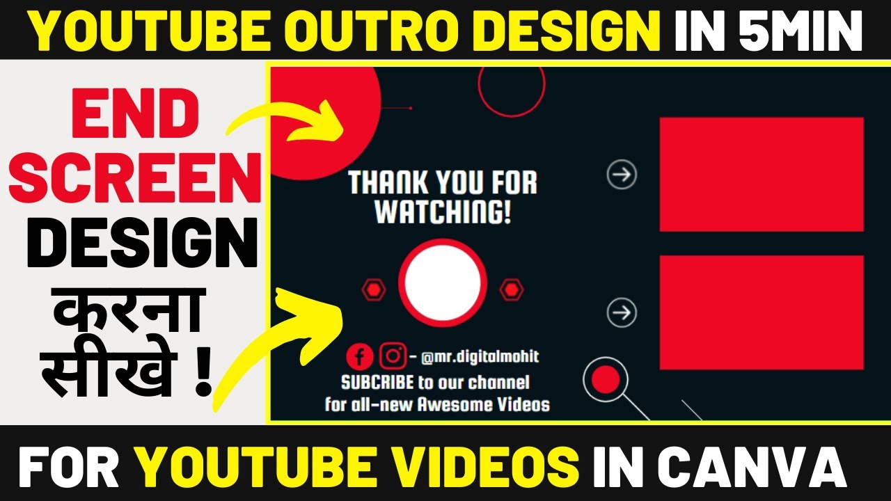 Youtube video End Screen Template Design | how to design youtube videos ...