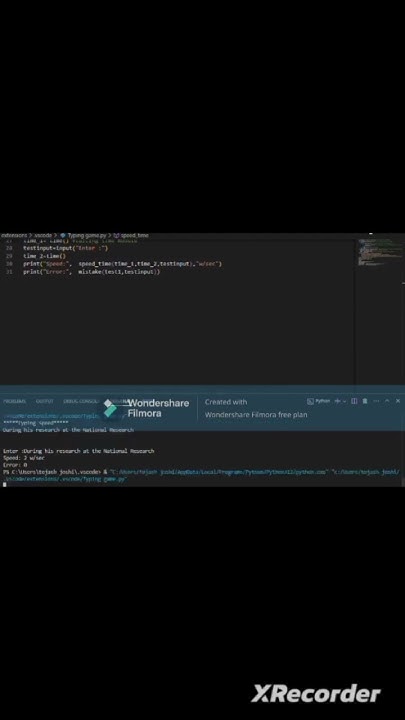 Typing speed test game using python #shortsviral #python - YouTube