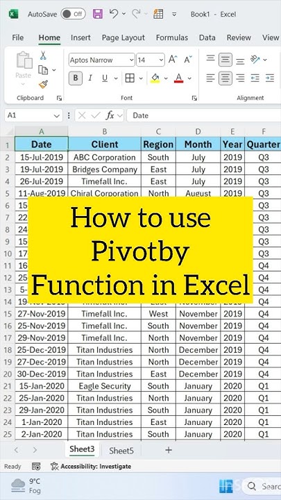 How to use Pivotby Function in Excel | #excel #exceltips #computertips - YouTube